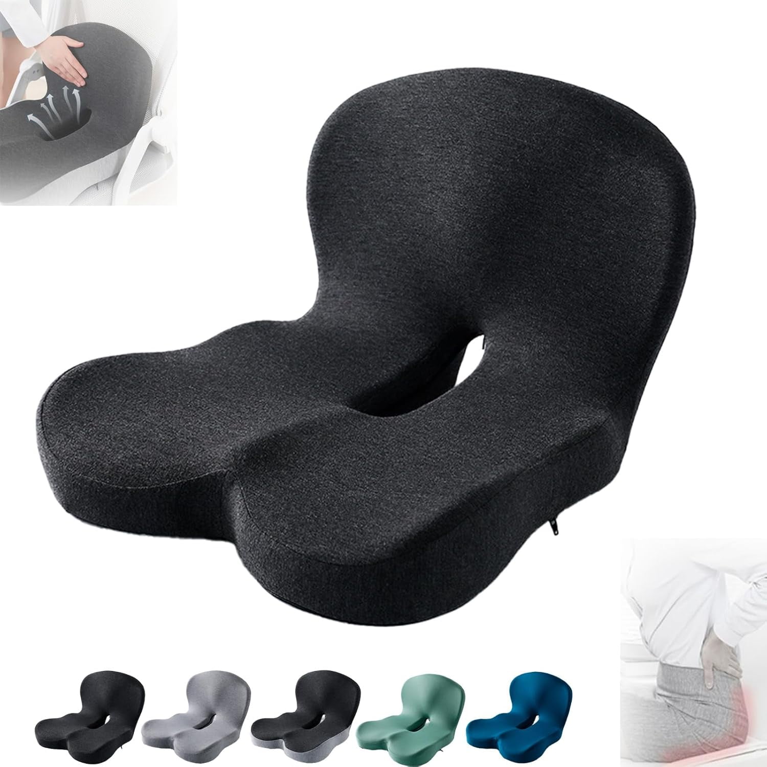Ultra-Comfortable Memory Foam L-Shaped Cushion with Integrated Lumbar ...