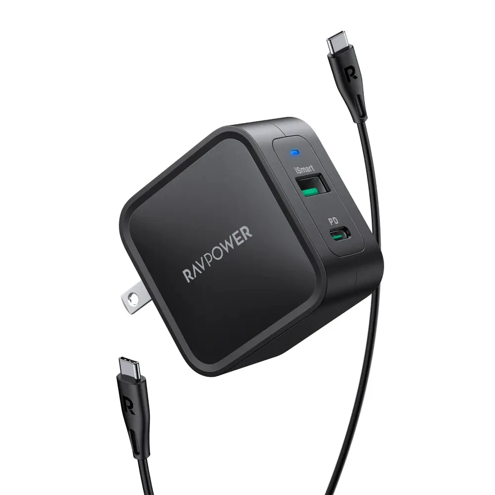 Ultra Compact 65W Dual Port USB-A & C GaN Tech Wall Charger RP-PC133 ...