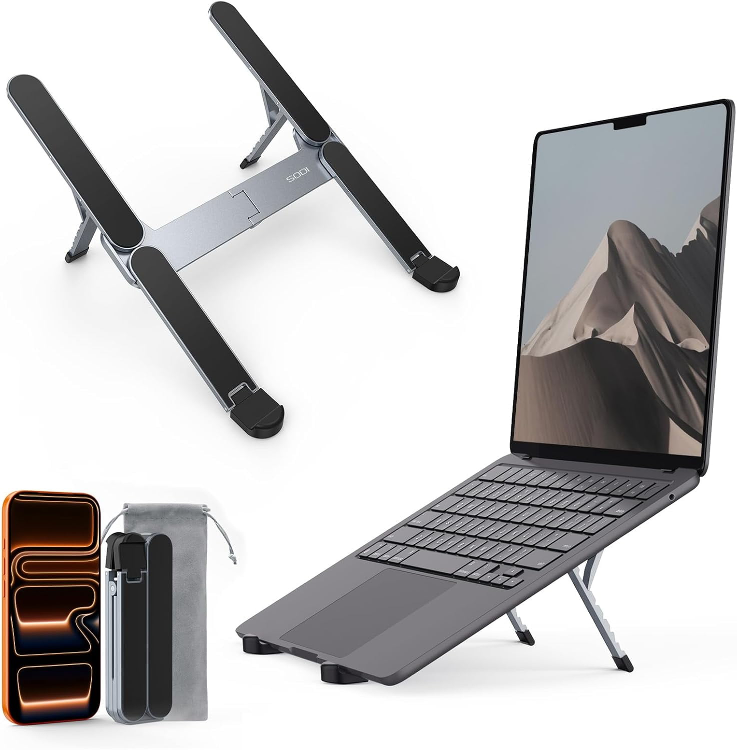 [Ultra Compact] Foldable & Portable Laptop Stand for Desk, Lightweight ...