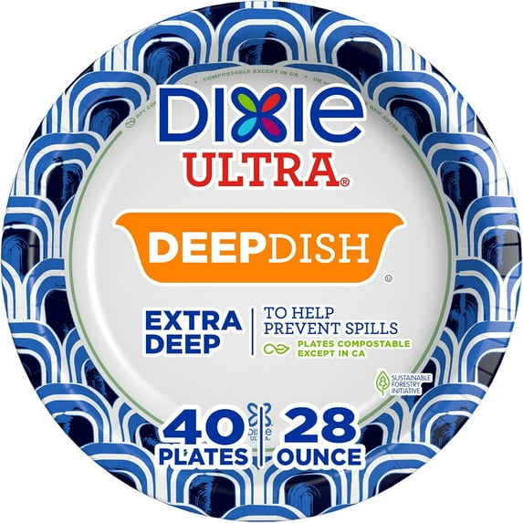 Ultra, Deep Dish Paper Plates, 28 Oz, 40 Count, Heavy Duty, Microwave ...