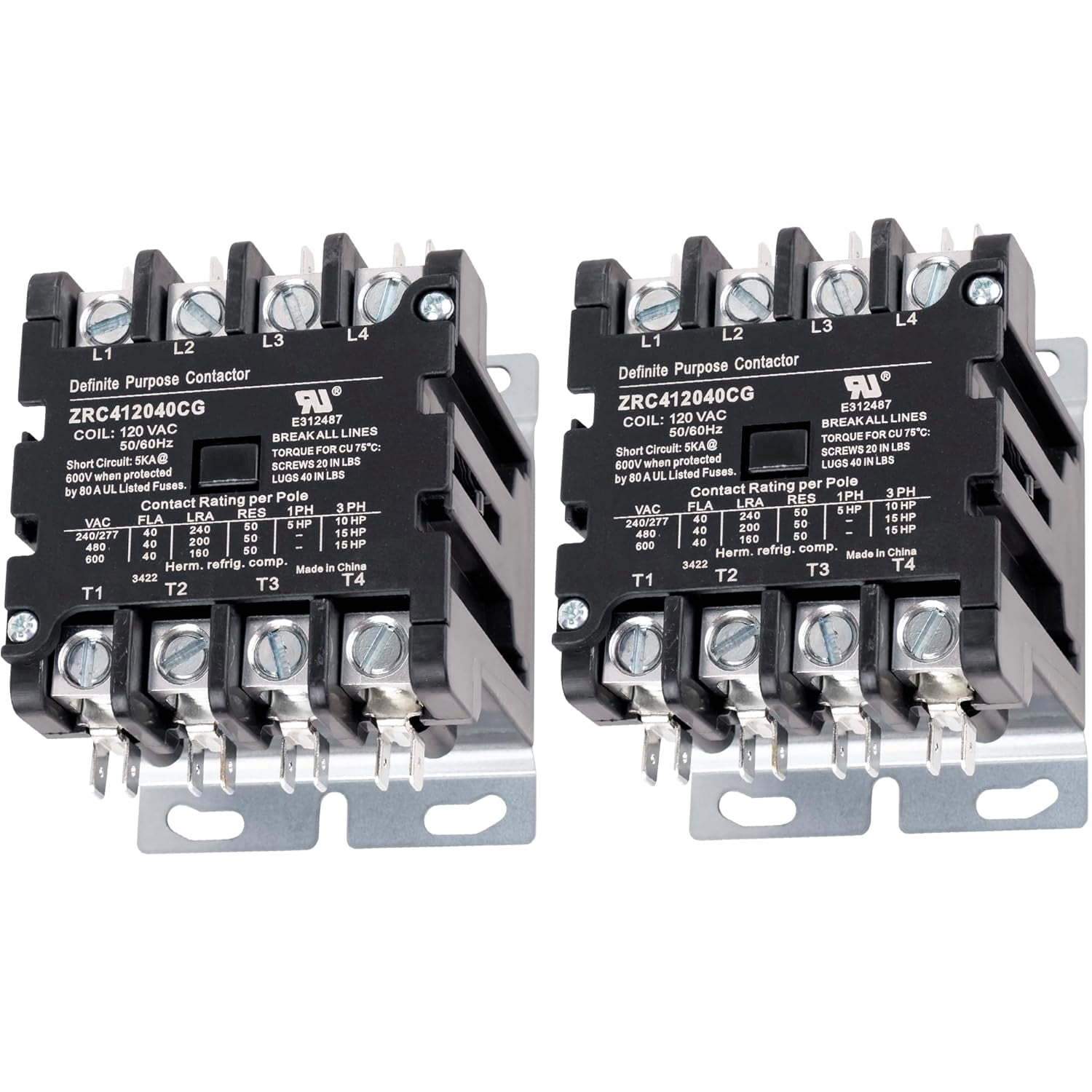 Ultra Durable 4 Pole Contactor 40 Amp 120 VAC Coil - Compatible for ...
