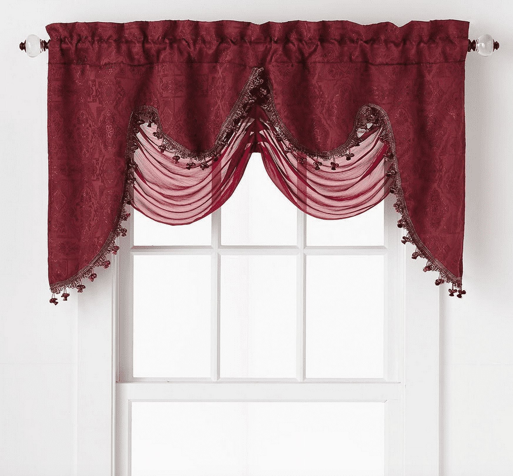 GoodGram Ultra Elegant Jacquard Georgette Fringed Window Curtain ...