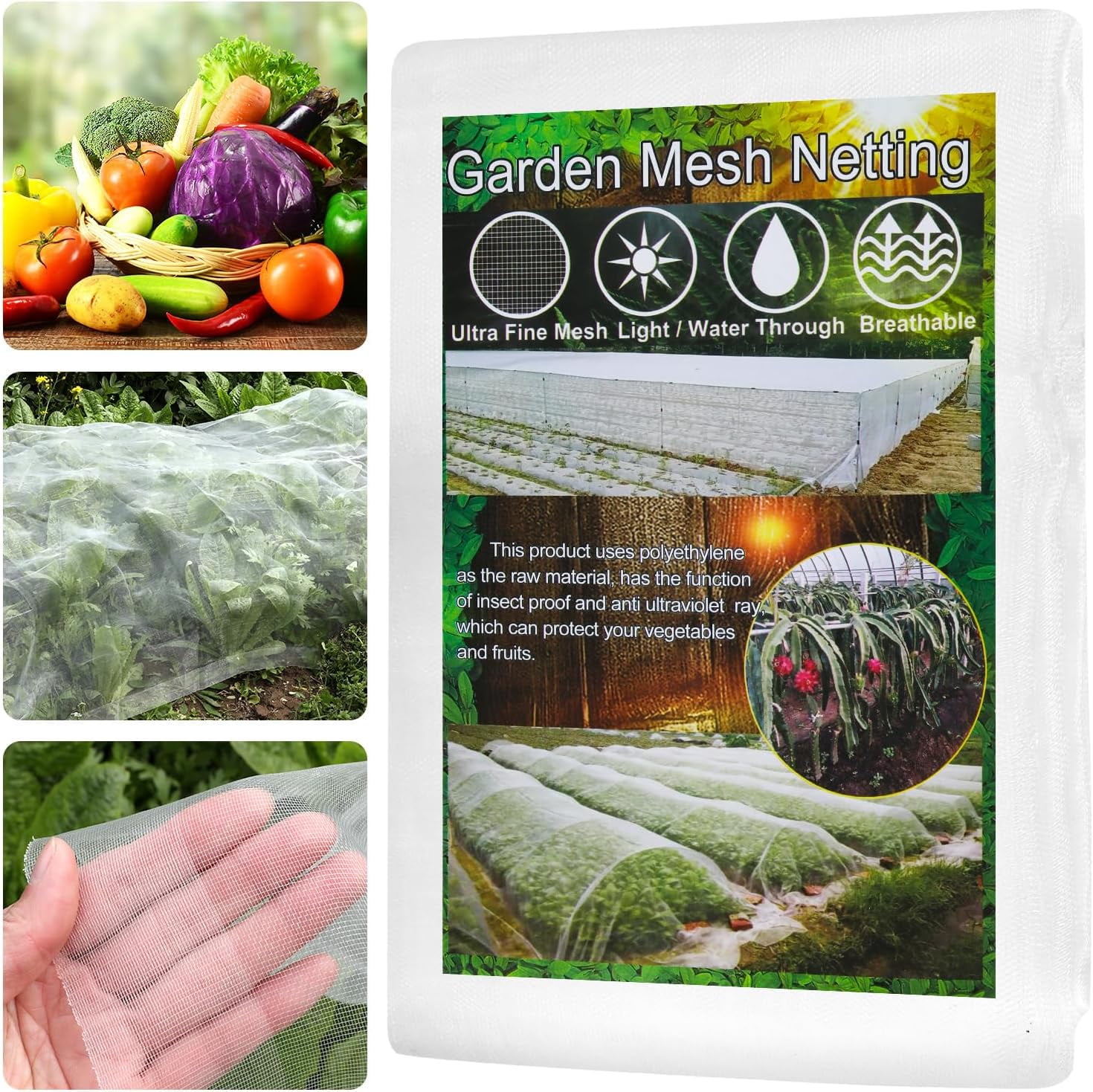 Ultra Fine Garden Netting, 4x25Ft Mesh Plant Netting Pest Barrier for ...