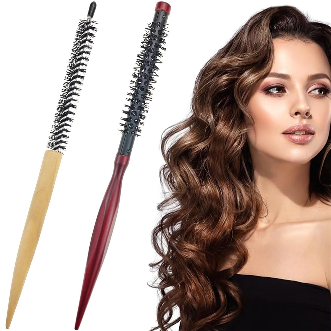 Ultra-Fine Hair Root Fluffy Comb, Mini Round Wood Brush Roller Quiff ...