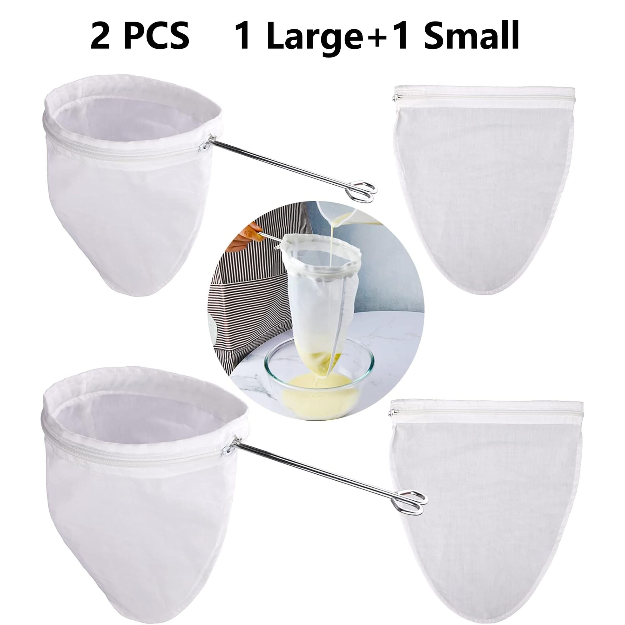 Ultra Fine Mesh Strainer Bags, Reusable Mesh Filter Bags with Stainless ...