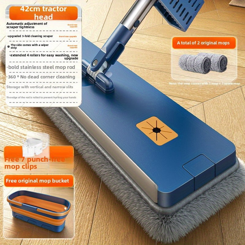 Ultra-Fine Microfiber Flat Mop - 360° Bendable Design for Wet/Dry ...