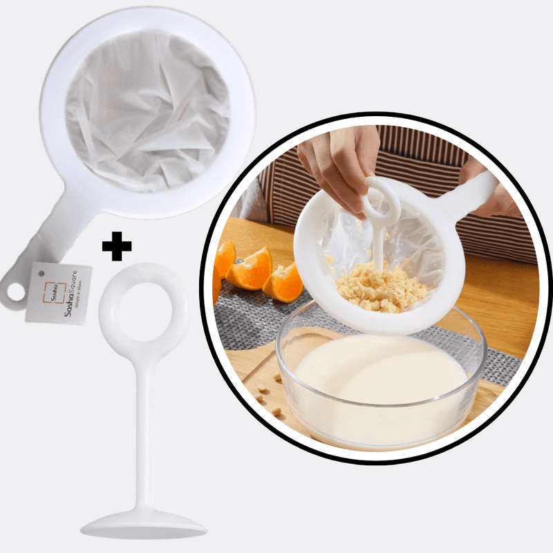 Sasha Square Ultra-Fine Nylon Mesh Strainer With Squeezing Stick, Sieve ...