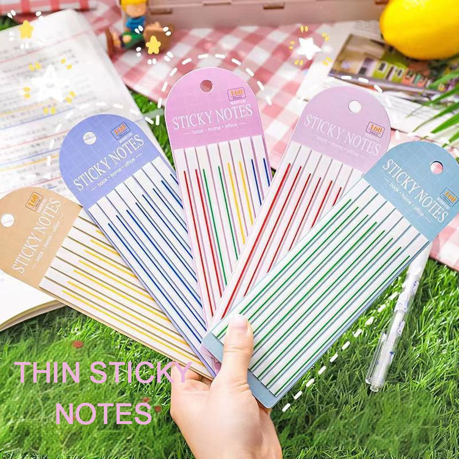 Ultra Fine Sticky Notes with Horizontal Lines - Long Strip Fluorescent ...