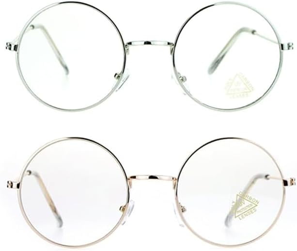 Ultra Flat Lens Trendy Circle Round Lens Retro Eye Glasses - Walmart.com