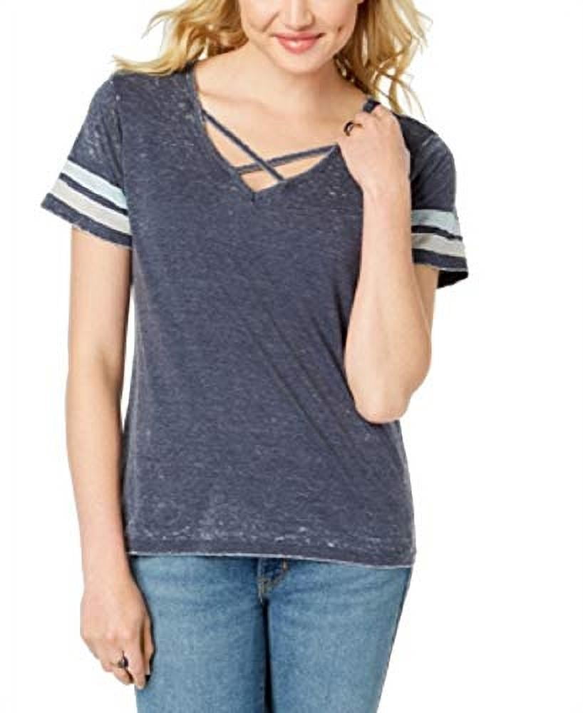 Ultra Flirt Juniors Ikeddi Crisscross Football T-Shirt - Walmart.com