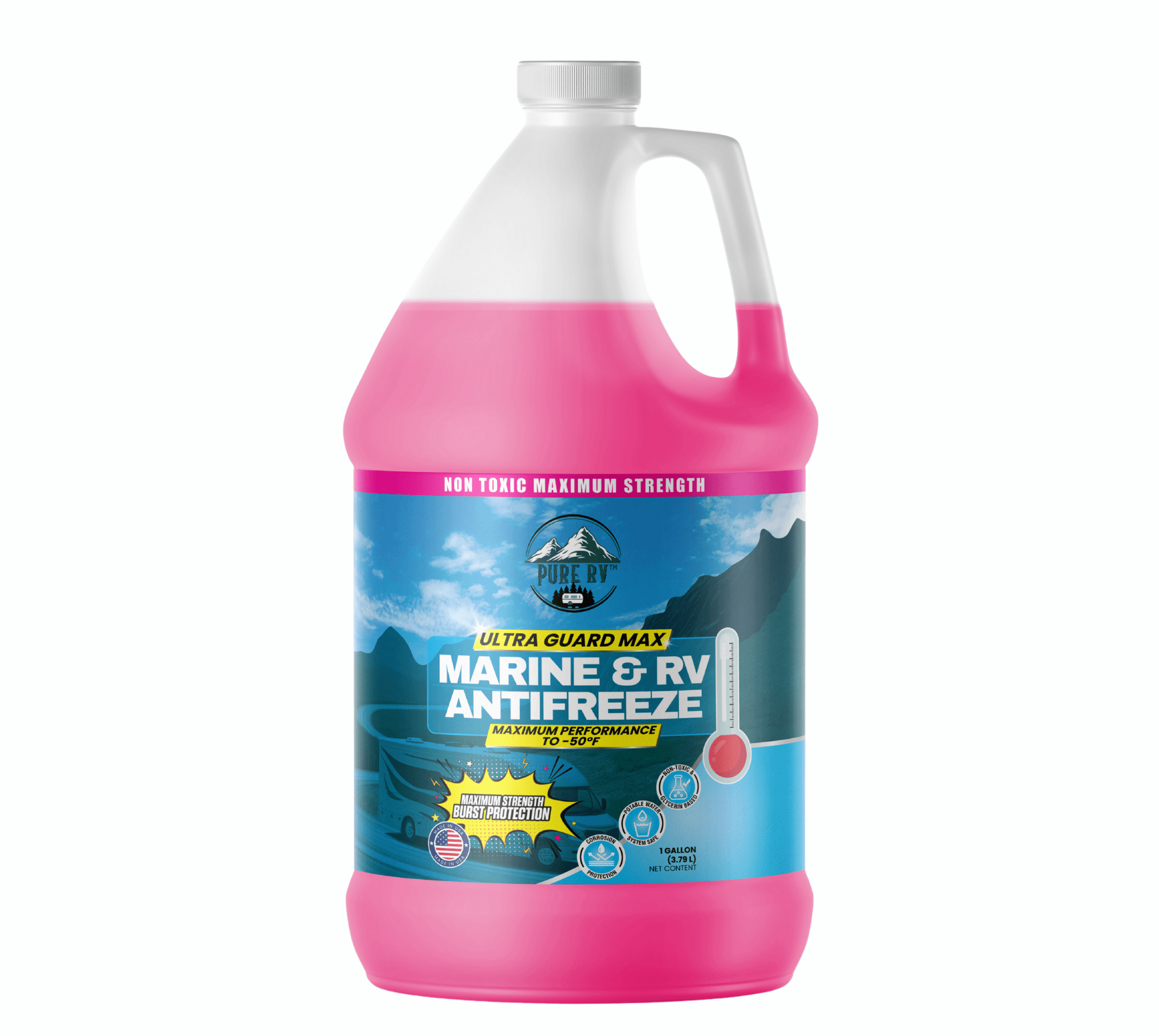 Ultra Guard Max RV Antifreeze -50°F | Pink Propylene Glycol (0% ...