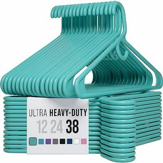 Ultra Heavy Duty Plastic Clothes Hangers - Aqua - Durable Coat, Suit ...