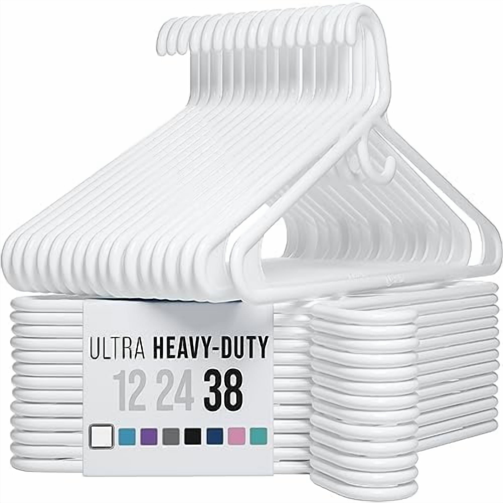 Ultra Heavy Duty Plastic Clothes Hangers - White - Durable Coat, Suit ...