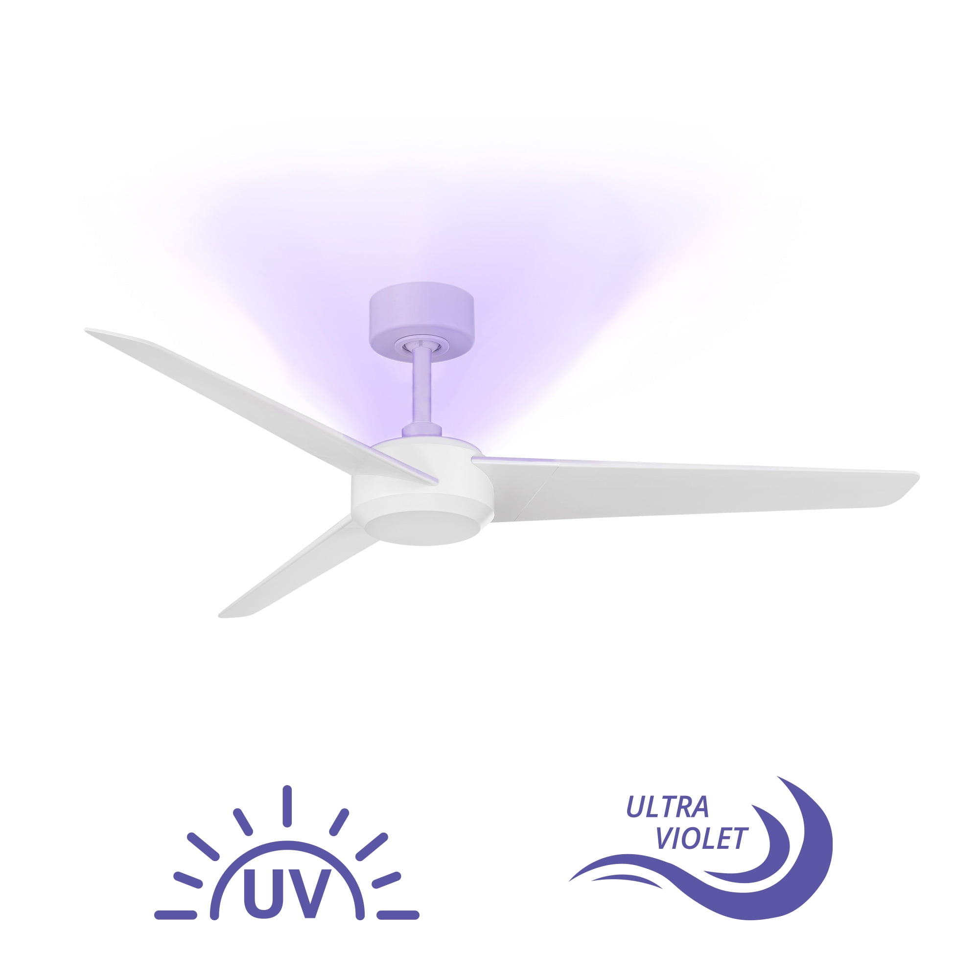 Ultra Indoor and Outdoor 3-Blade Smart Ceiling Fan 54in Matte White UV ...
