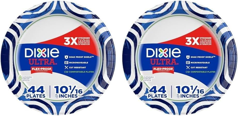 Ultra, Large Paper Plates, 10 Inch, 44 Count, 3X Stronger*, Heavy Duty ...