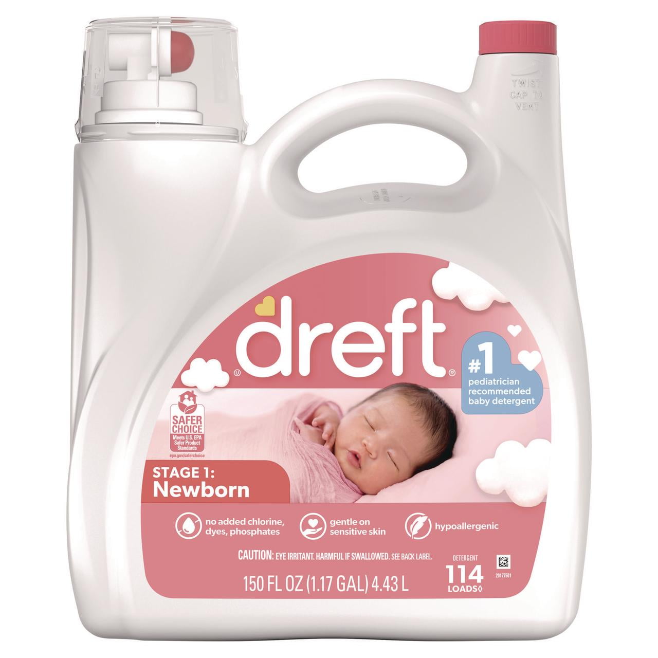 Dreft Newborn Baby HE Liquid Laundry Detergent Gentle on Sensitive Skin ...