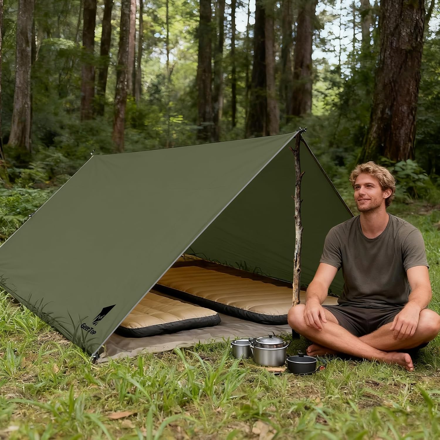 Ultra-Light Backpacking Camping Tarp with Detachable Side Wall Outdoor ...