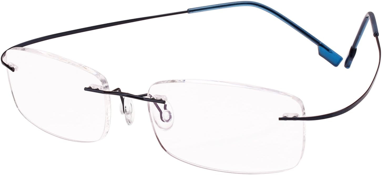 Ultra Light Memory Titanium Alloy Rimless Flexible Reading Glasses Gold ...