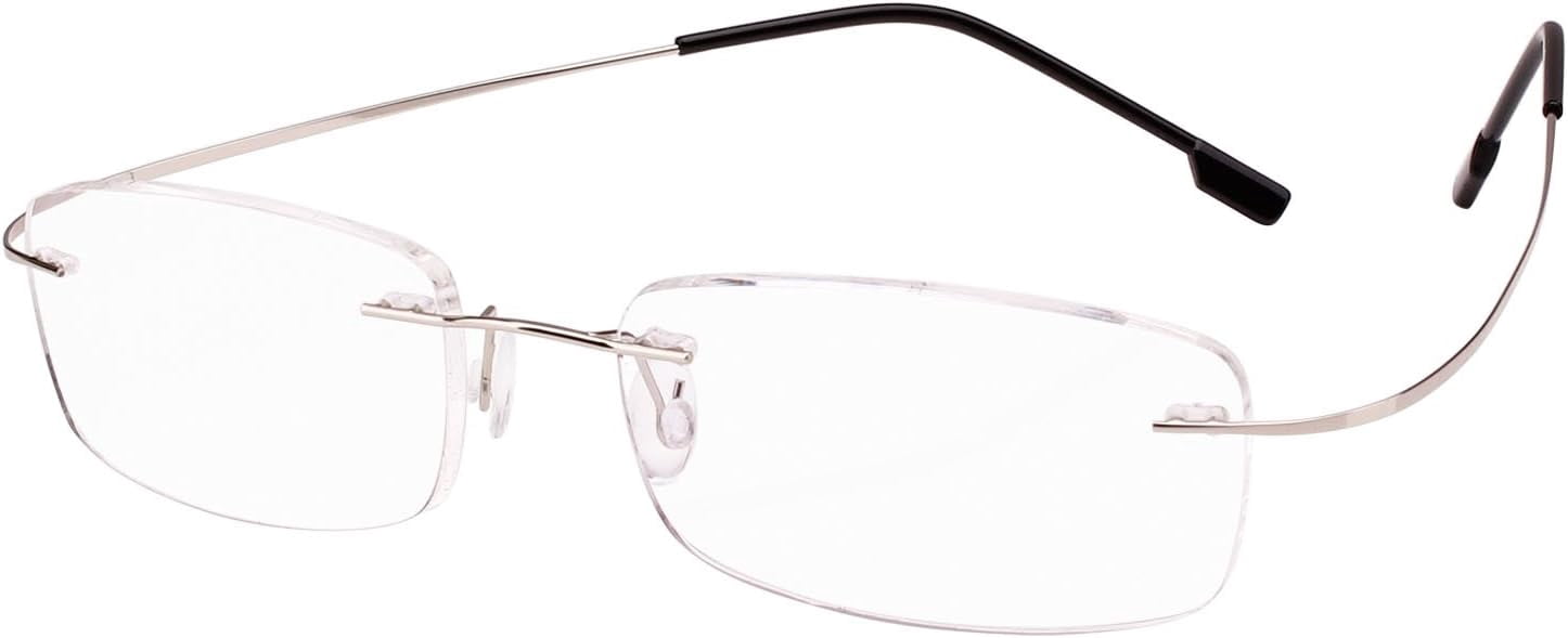 Ultra Light Memory Titanium Alloy Rimless Flexible Reading Glasses Gold ...