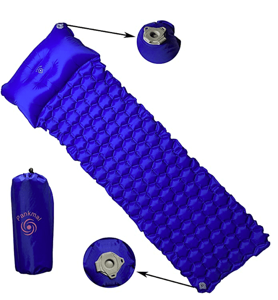Ultra Light Sleeping Pad, Mat, Compact, double valve for camping - blue ...