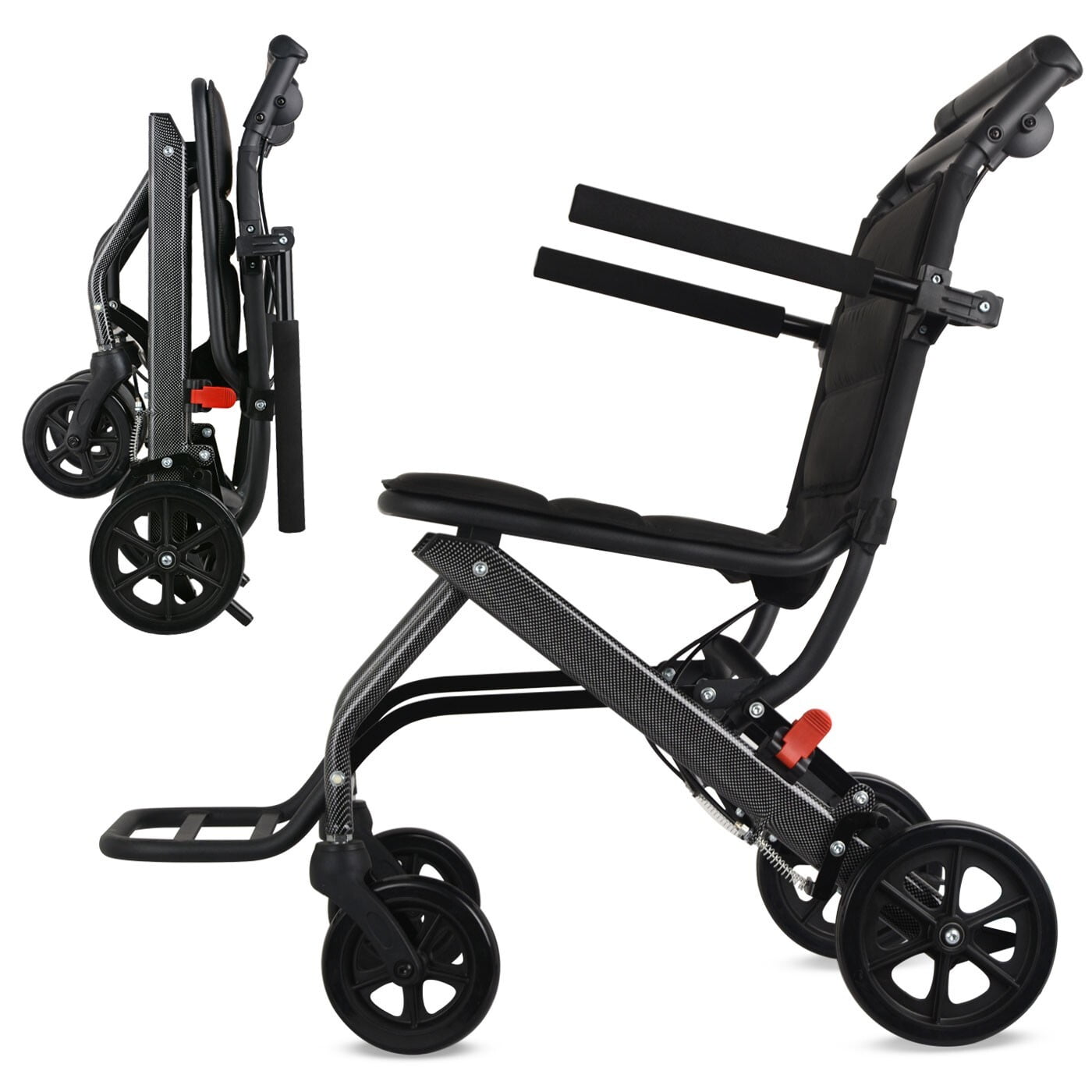 Ultra Lightweight Transport Wheelchair for Adults,Foldable,Black Frame ...