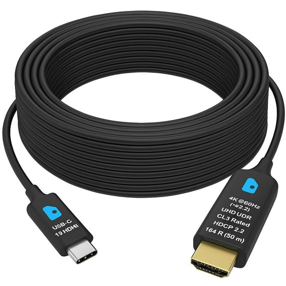 Ultra-Long 164FT (50M) USB-C to HDMI Fiber Active Optical Cable – 4K ...