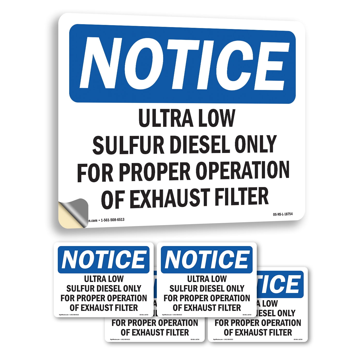 Ultra Low Sulfur Diesel Only For Proper OSHA Notice Vinyl Decal Label ...