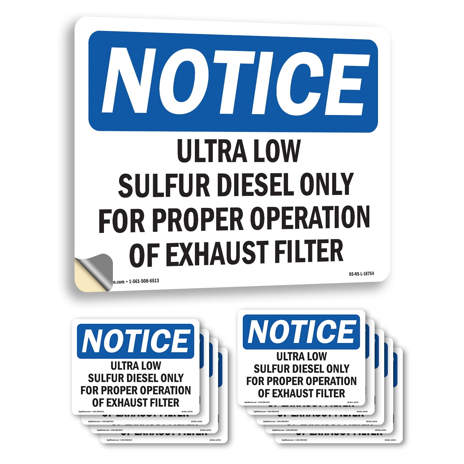 Ultra Low Sulfur Diesel Only For Proper OSHA Notice Vinyl Decal Label 5 ...