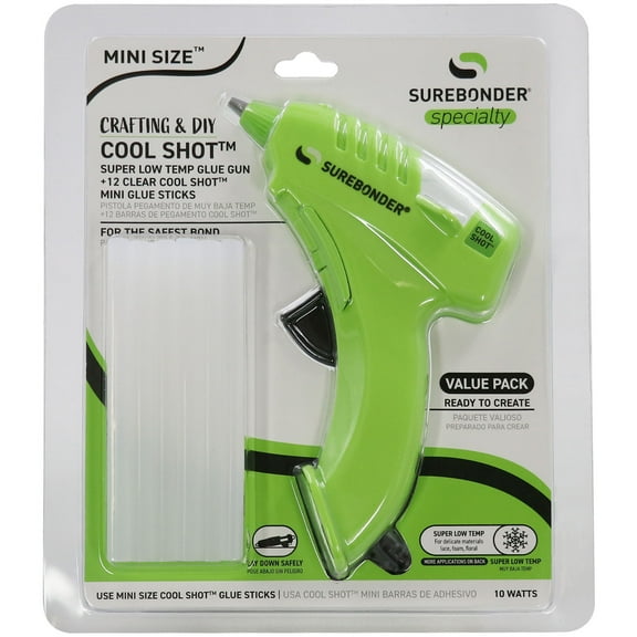 10W Ultra Low Temp Cool Shot Mini Glue Gun Kit with 12 Glue Sticks, Bonds Delicate Materials ...