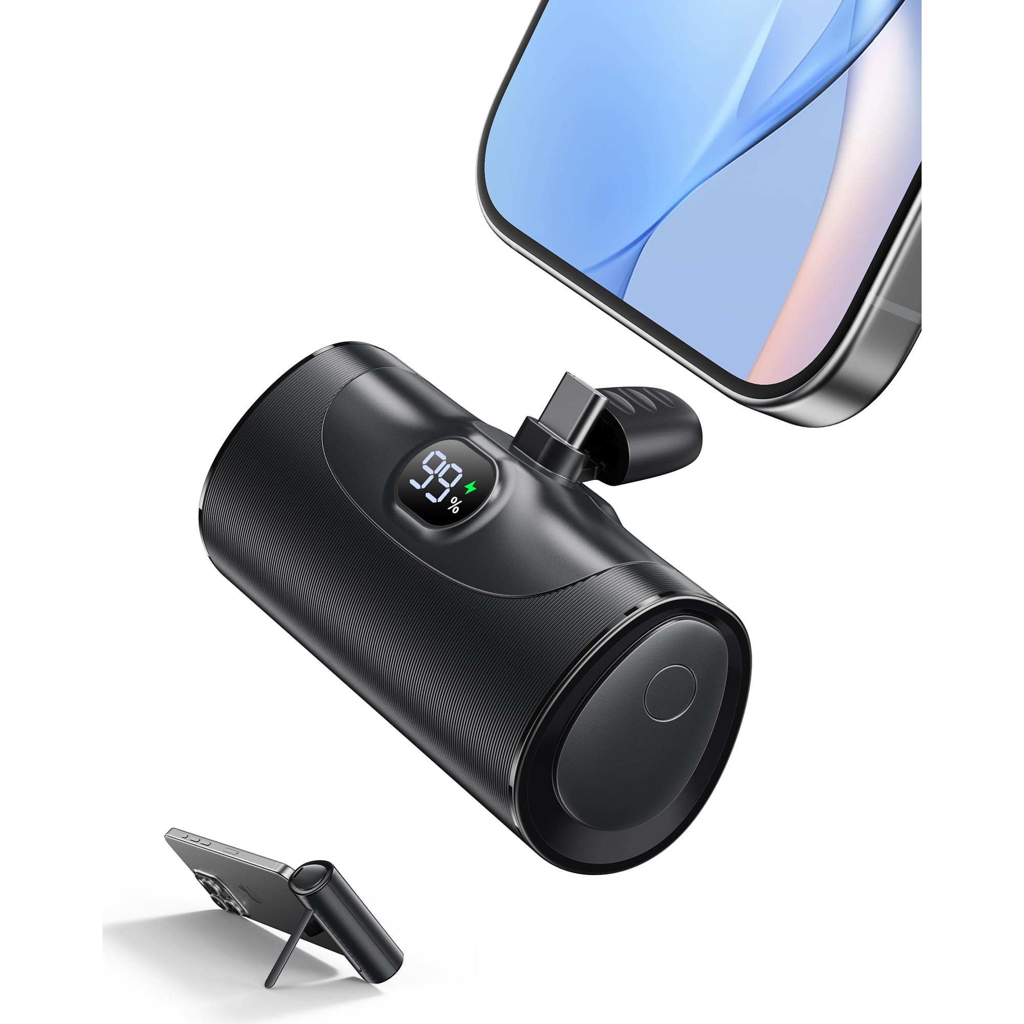 Ultra Mini Portable Charger with Stand, Small Power Bank with USB C ...