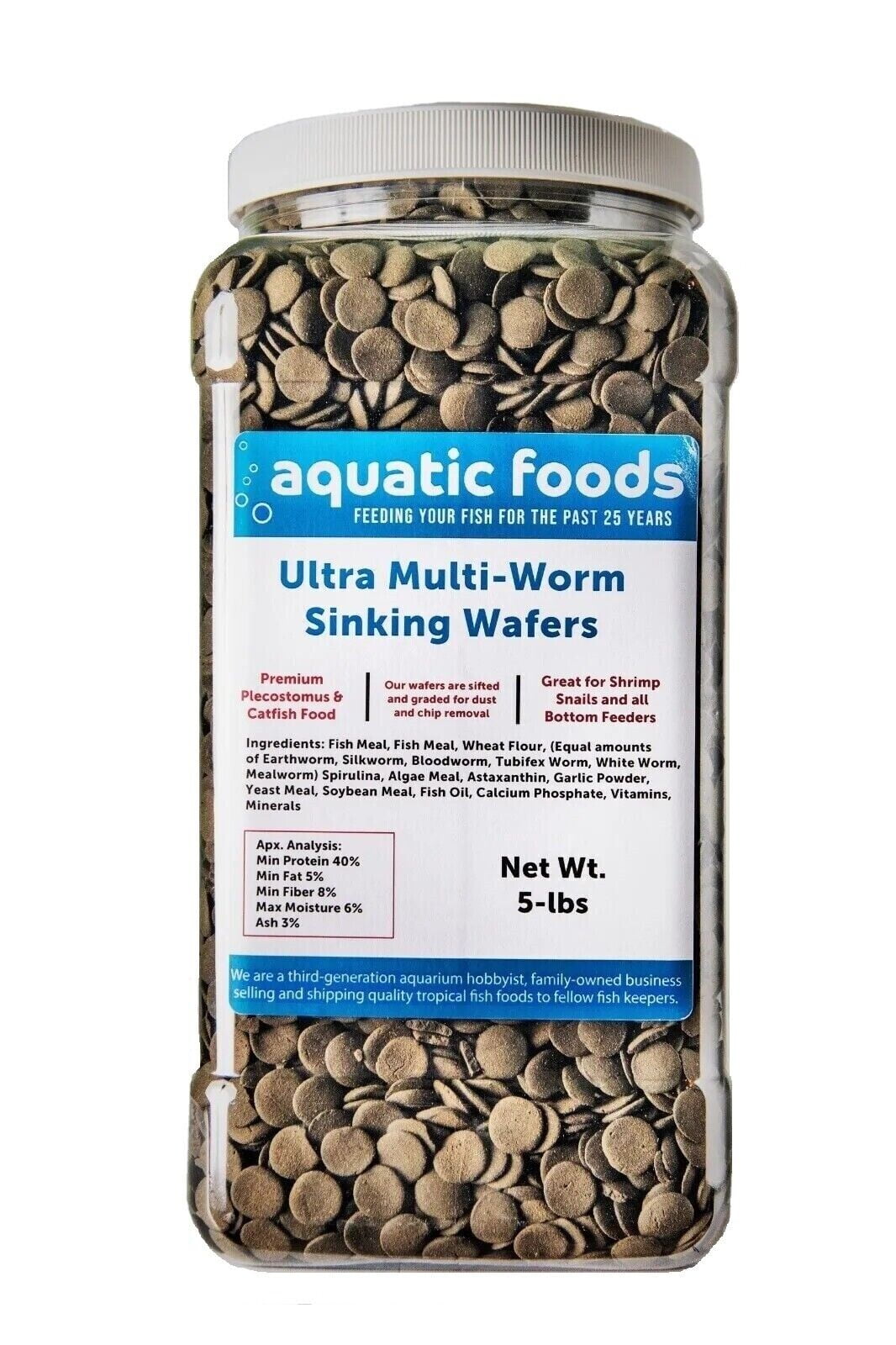 Ultra Multi-Worm 1/2" Small Sinking Wafers for Bottom Fish, Shrimp ...