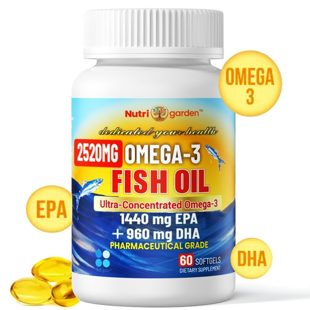 Ultra Omega-3 Fish Oil 2520mg Supplement with 1440mg EPA & 960mg DHA ...
