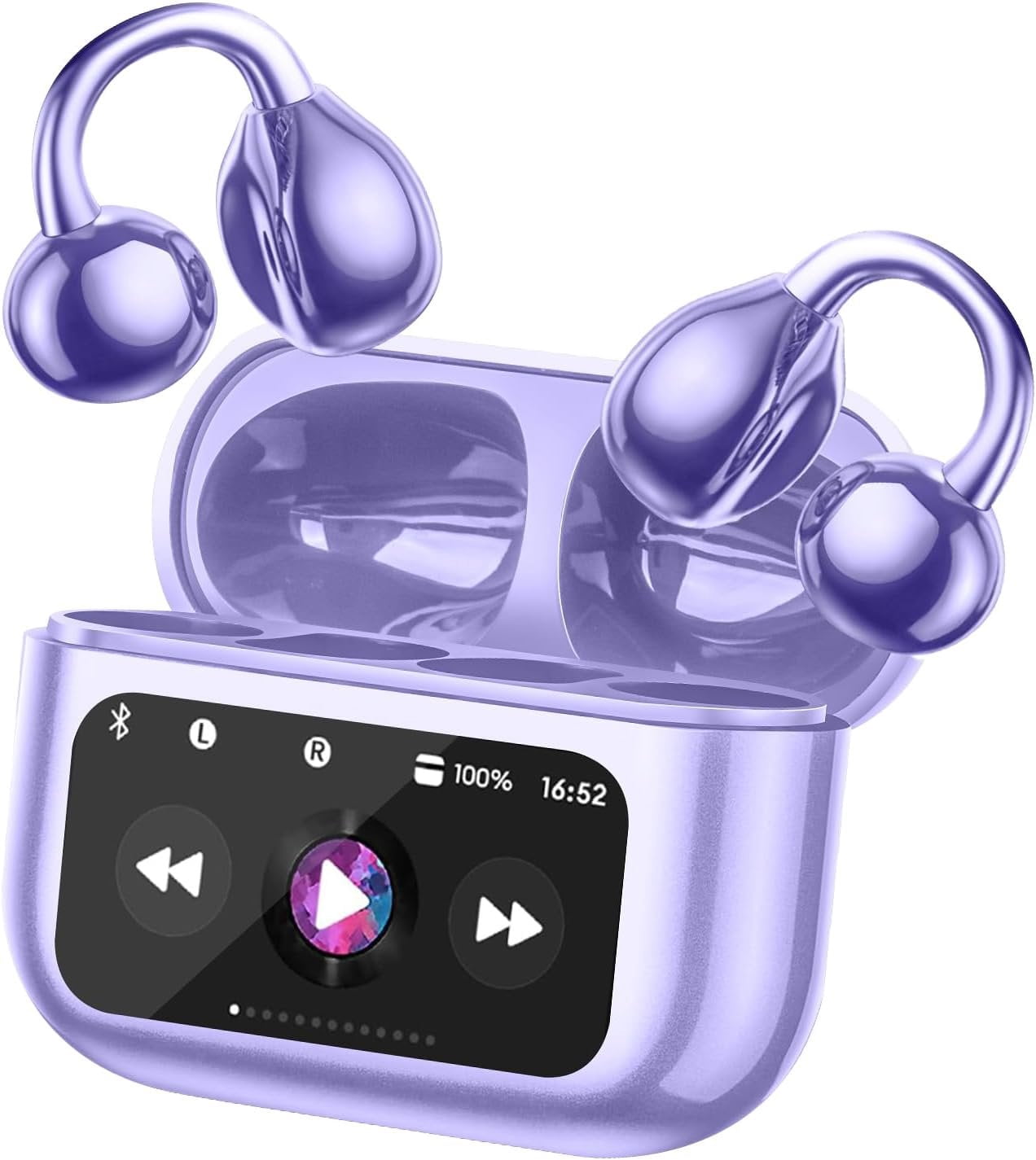 Ultra Open Ear Headphones 5.4 Clip Earbuds with Digital Display Case 60 ...