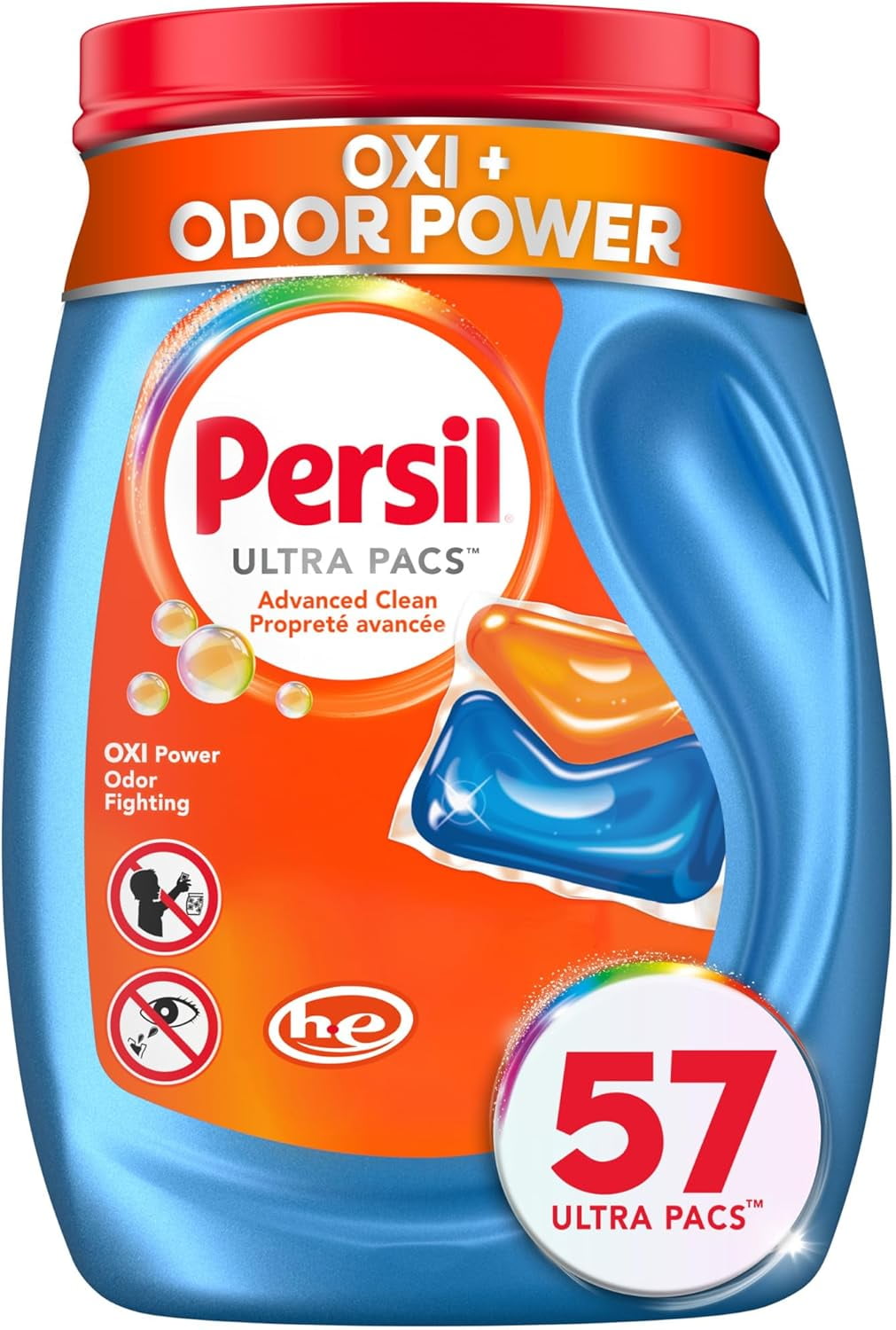 Ultra Pacs Advanced Clean Oxi+Odor Power Laundry Detergent, @ 57 count ...