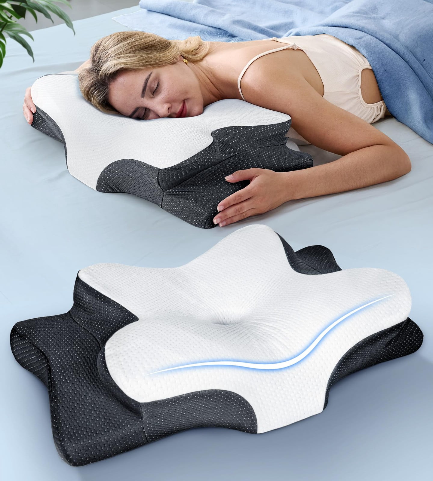 Ultra Pain Relief Cooling Pillow for Neck Support, Adjustable Cervical ...