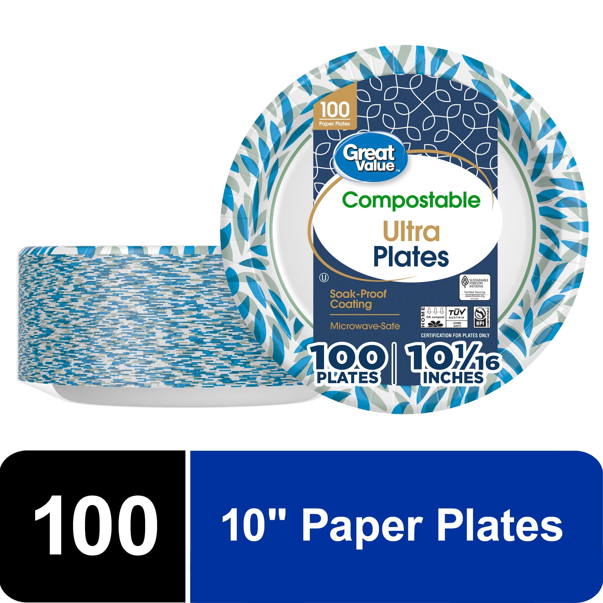 Ultra Paper Plates, 10”, White, 100 Count - Walmart.com