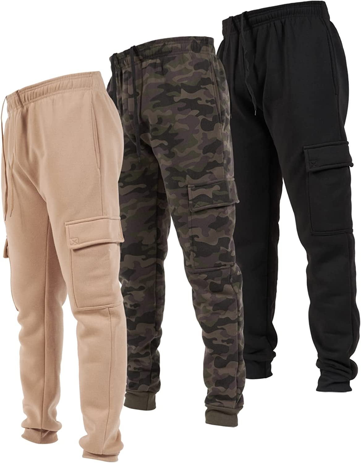 Ultra Performance 3 Pack Mens Sweatpants, Fleece Cargo Joggers for Men ...