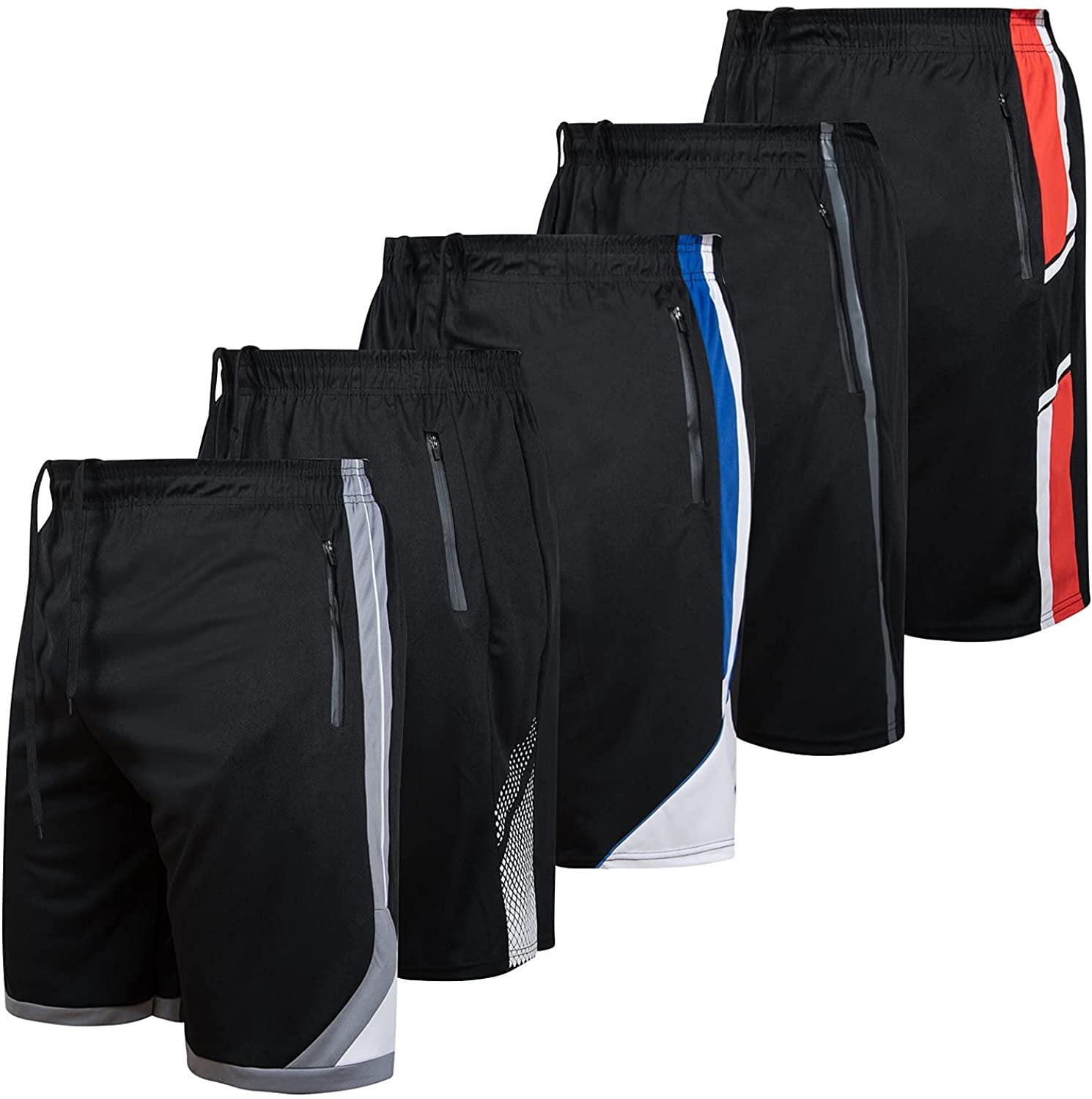 Ultra Performance Mens 5 Pack Athletic Running Shorts, Basketball Gym ...
