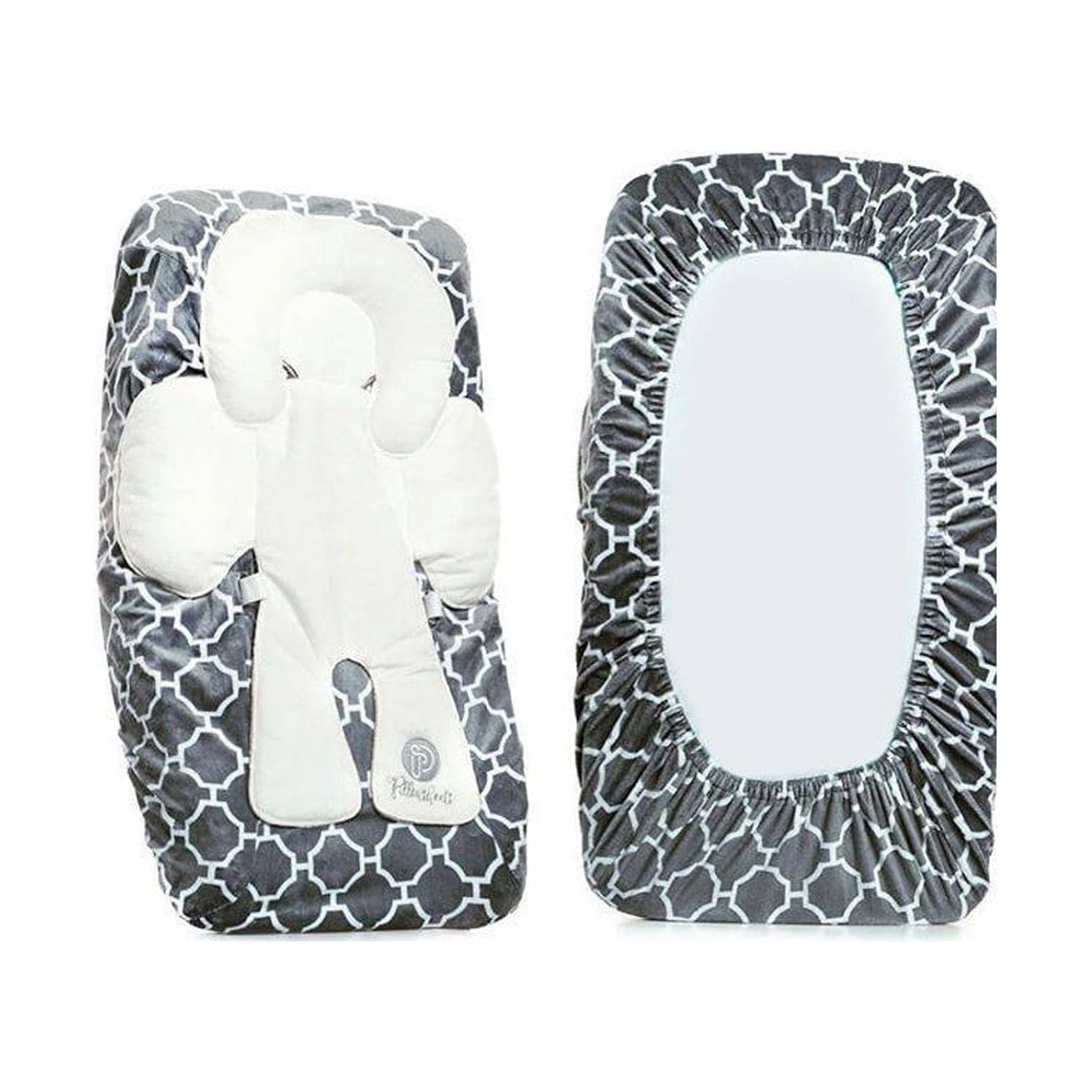 Ultra Plush Changing Pad Cover, With Built-in Body Support - Gray/White ...
