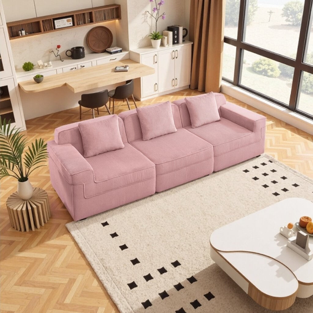 Ultra-Plush Modular Boneless Sofa: 3-Seat Cloud Sectional with Deep ...