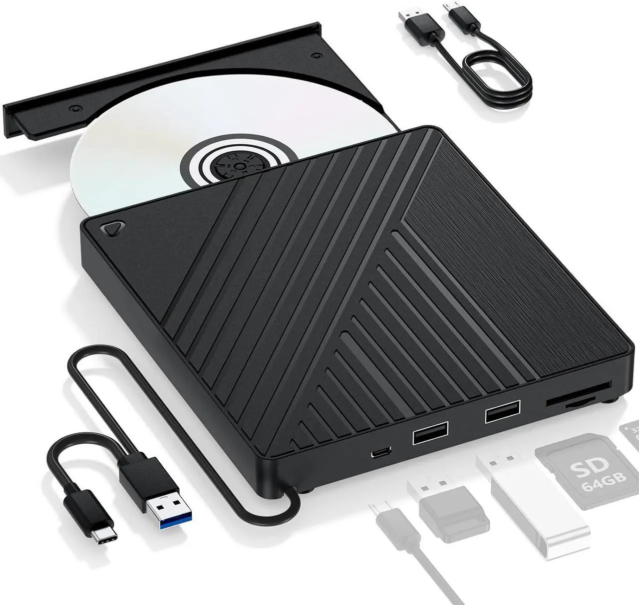 Ultra-Portable 5-in-1 External Blu-ray Drive: USB 3.0 & USB-C DVD/CD ...