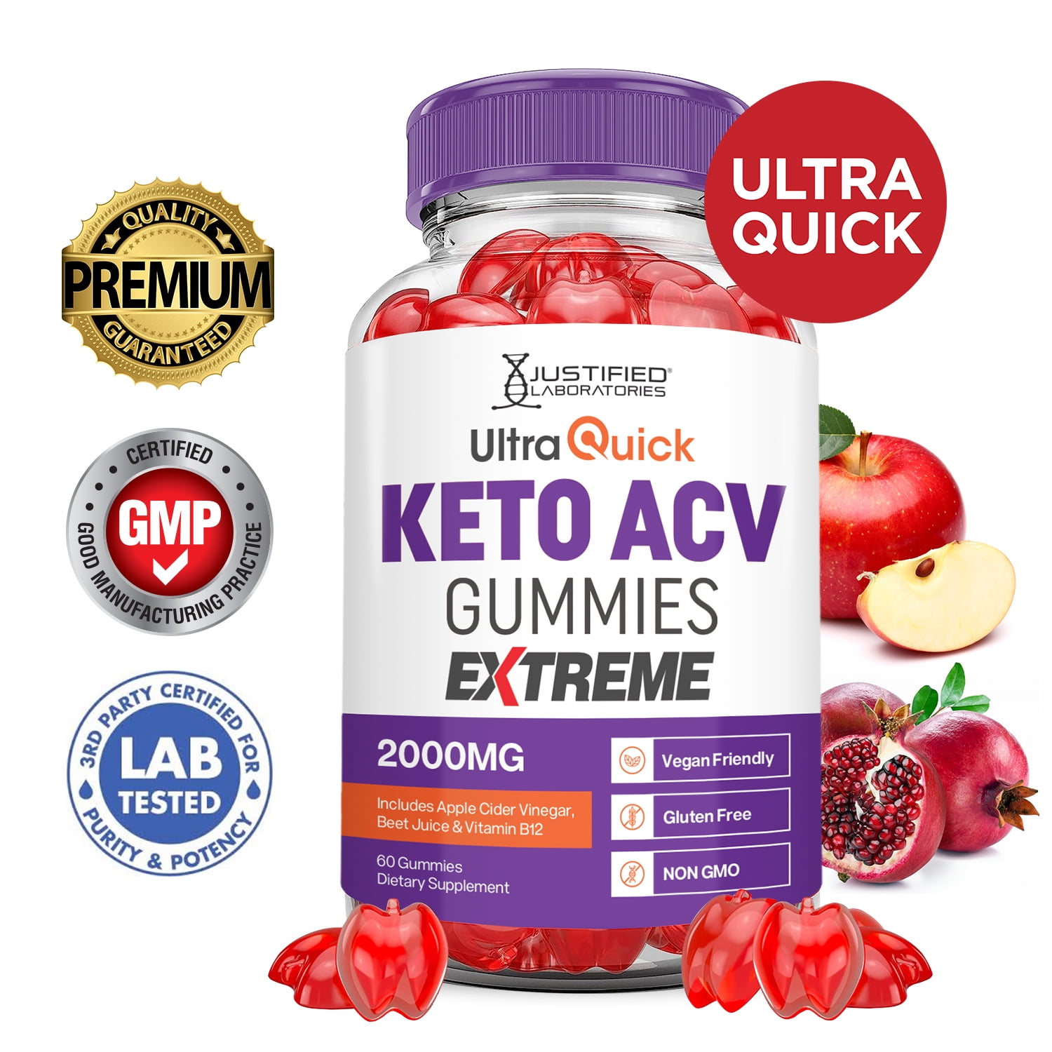 Ultra Quick Keto Extreme ACV Gummies 2000mg Dietary Supplement 60 ...