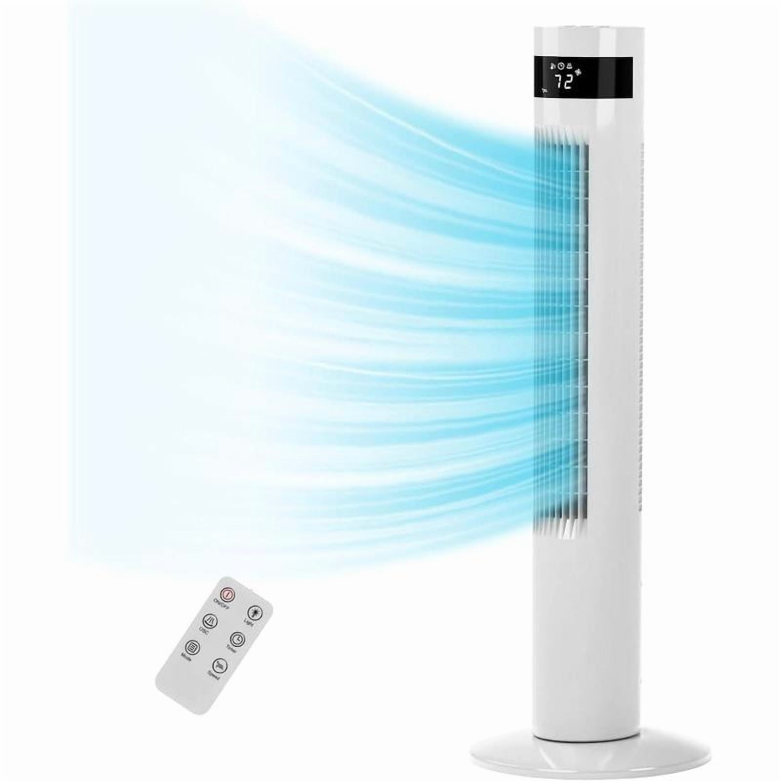 Ultra-Quiet Bladeless Tower Fan, Oscillating Floor Fan with Remote ...
