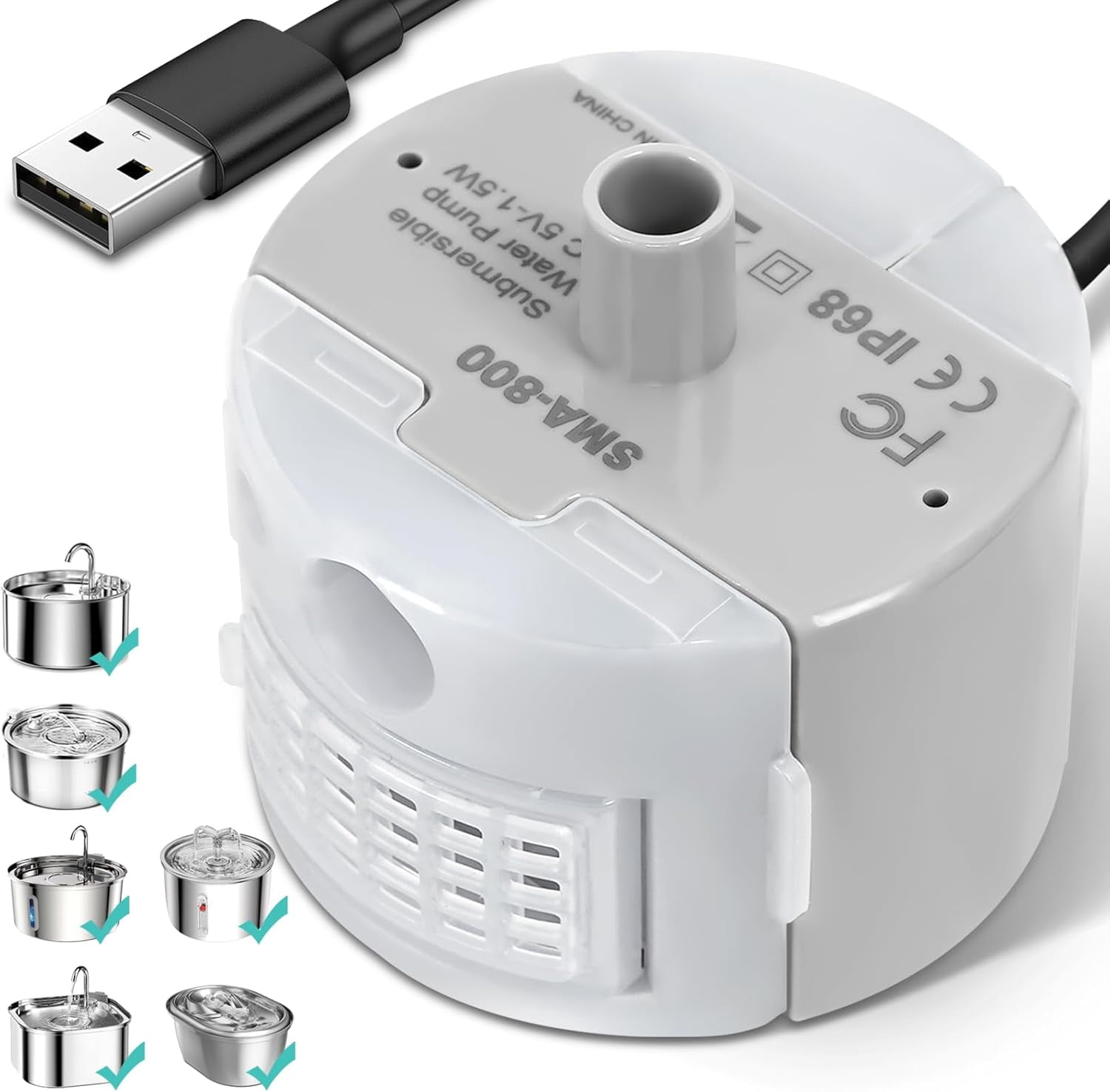 Ultra-Quiet Replacement Pump for Stainless Steel Cat Water Fountains ...
