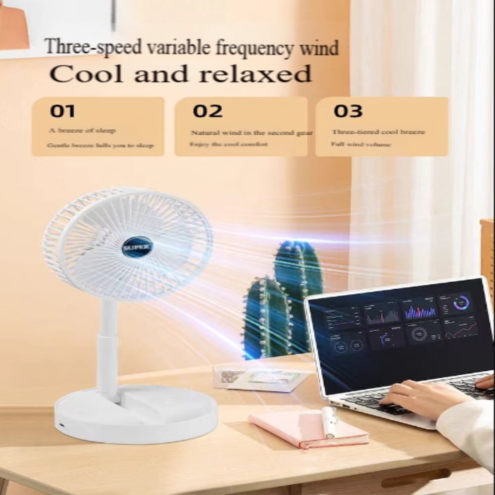 Ultra-Quiet USB Desk Fan: Portable Compact Energy-Efficient Cooling for ...
