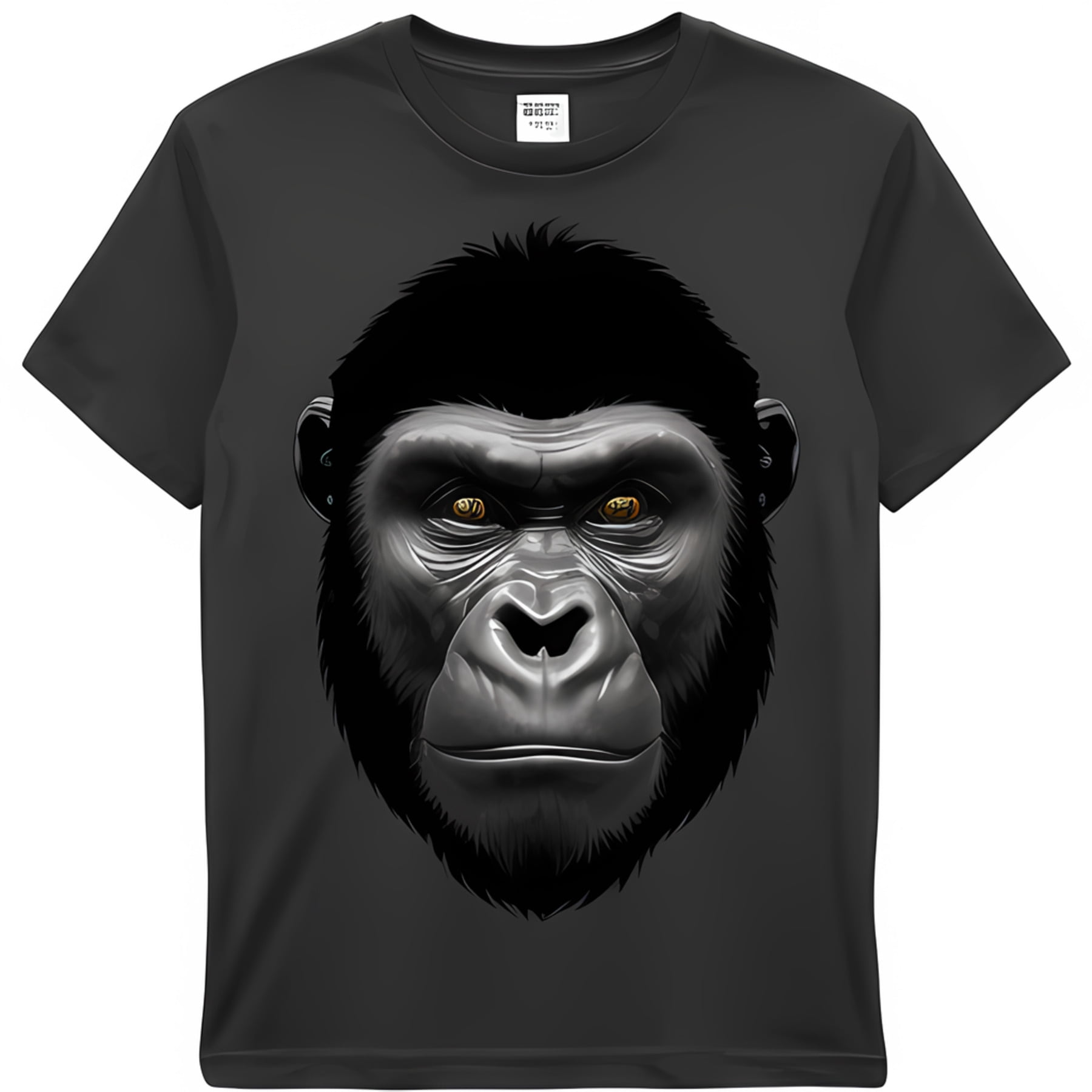 Ultra Realistic Gorilla Face Design Kids T-Shirt on Black Background ...