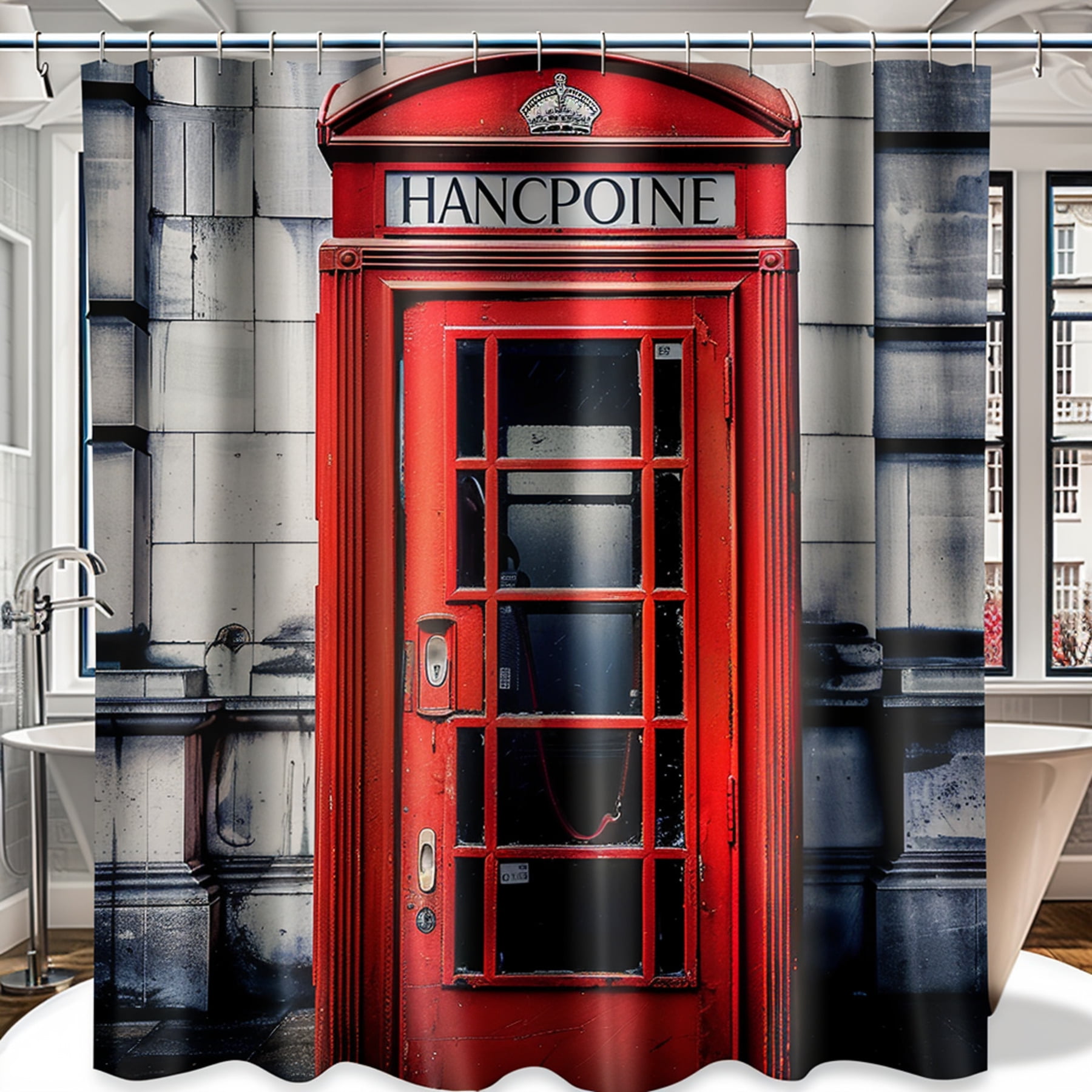 Ultra Realistic London Red Phone Booth Shower Curtain Bathroom Decor ...