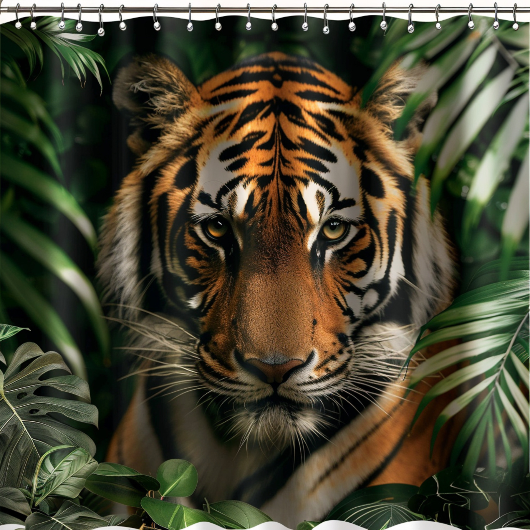 Ultra Realistic Tiger in Jungle Shower Curtain with Green Plants f/20mm ...