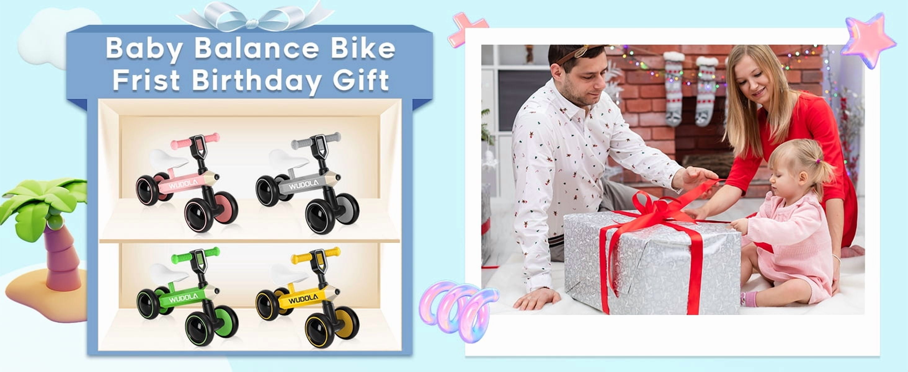 Ultra-Safe Green Balance Bike - 4-Wheel Pencil Trainer for Kids 1.5-3 Years - Walmart.com