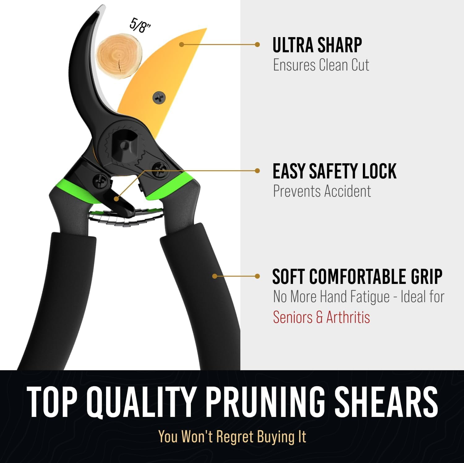 Ultra Sharp Japanese Steel Pruning Shears - Cuts 3X Easier, Weak Hand Arthritis Clippers, Rust ...
